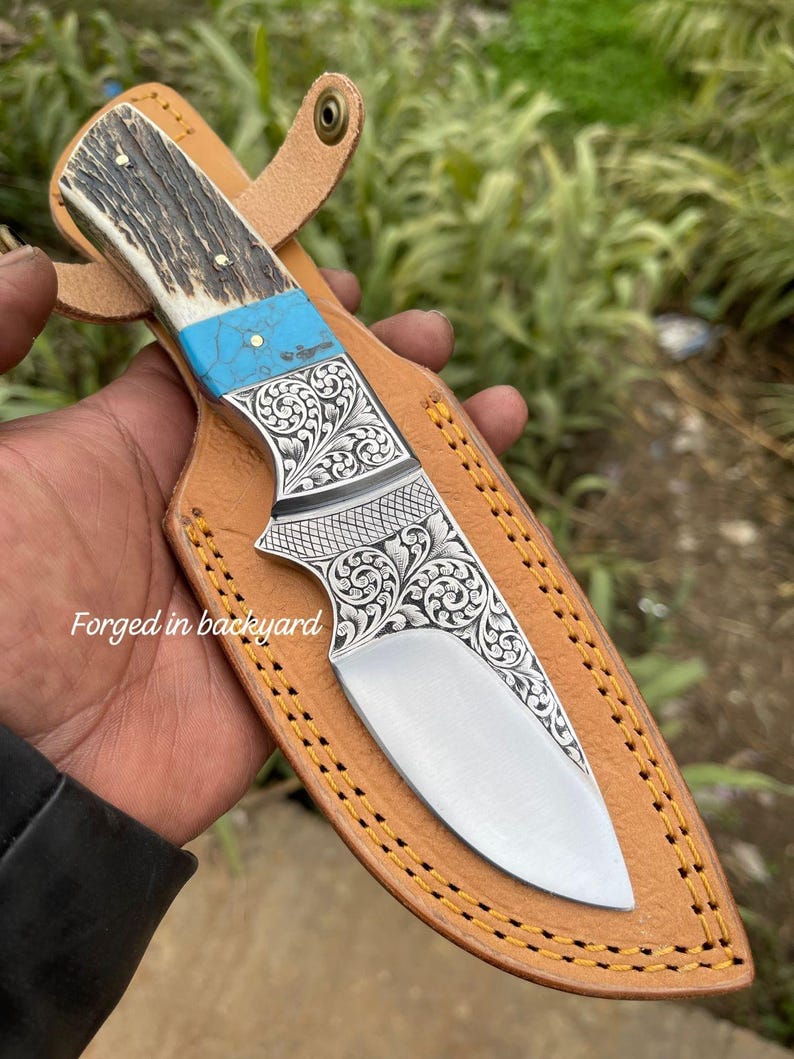 Custom Knife, Hand Engraved Knife, Engraved Knife, Skinner Knife, With ...