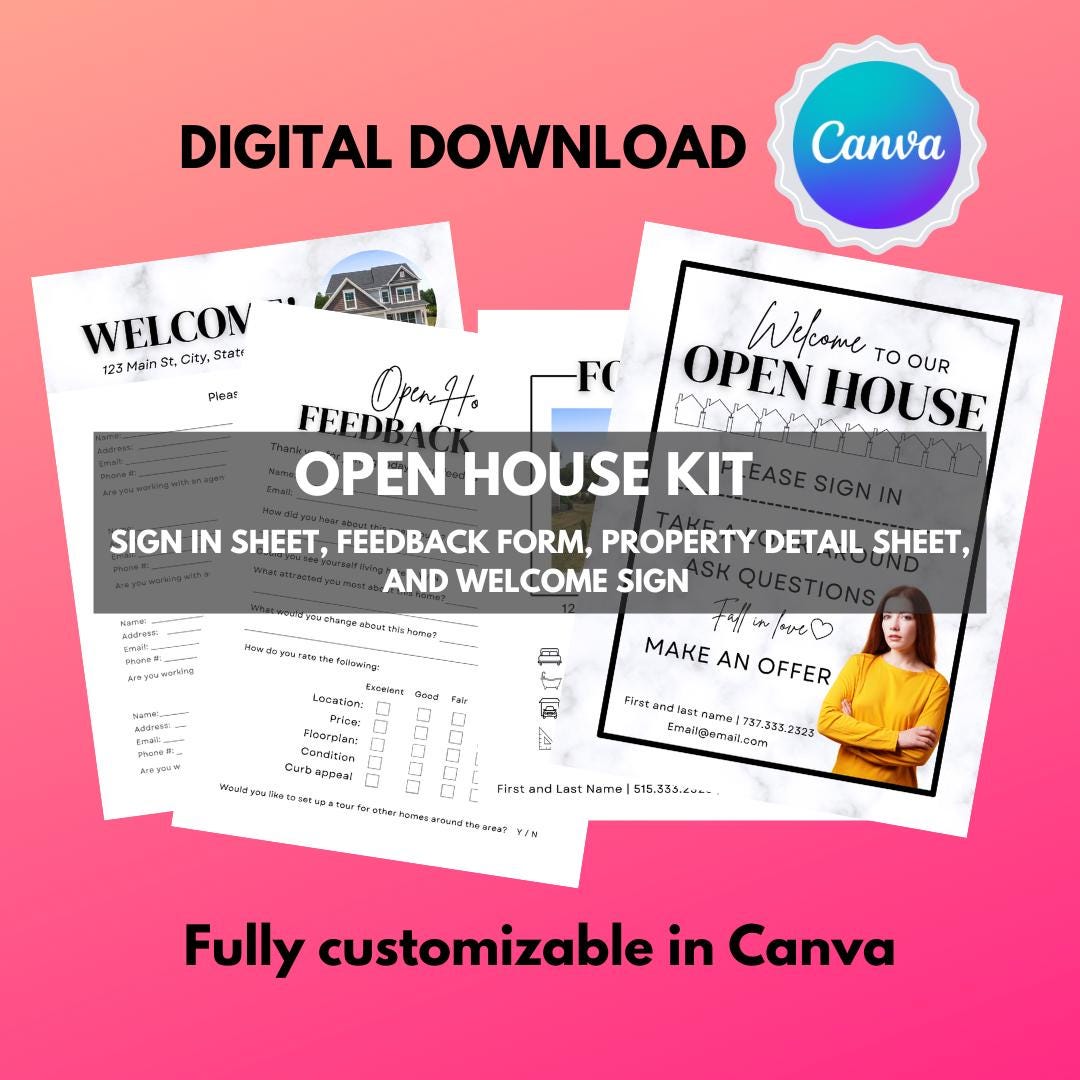 Open House Kit-sign in Sheet-feedback Form-welcome in Sign-property ...