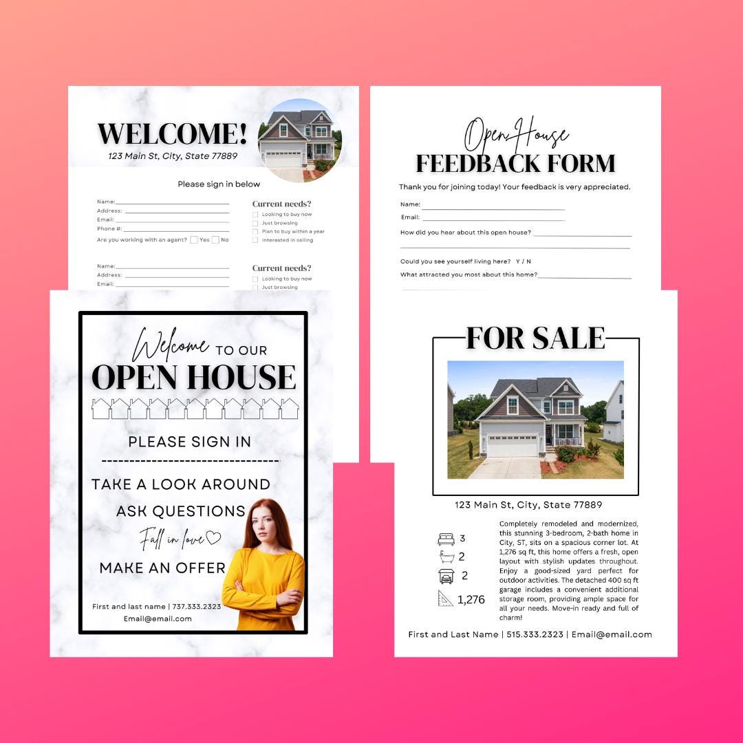 Open House Kit-sign in Sheet-feedback Form-welcome in Sign-property ...