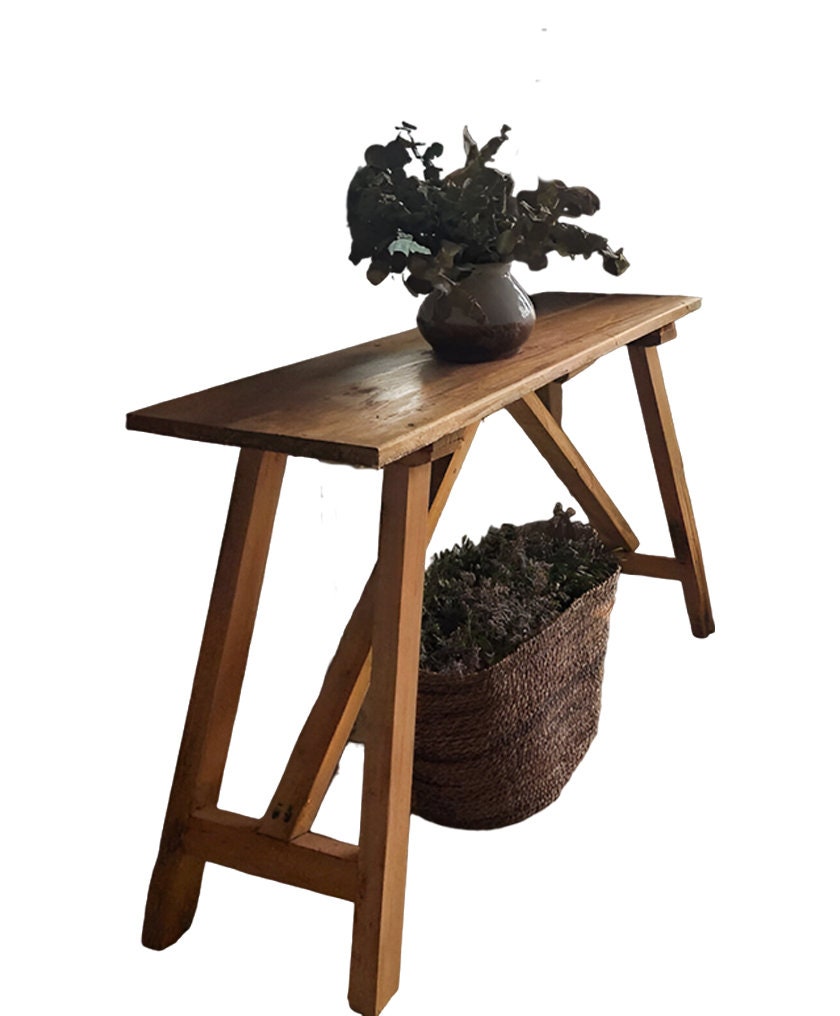 Farmhouse Rustic Solid Wood Console Table Unique Entryway Hallway ...