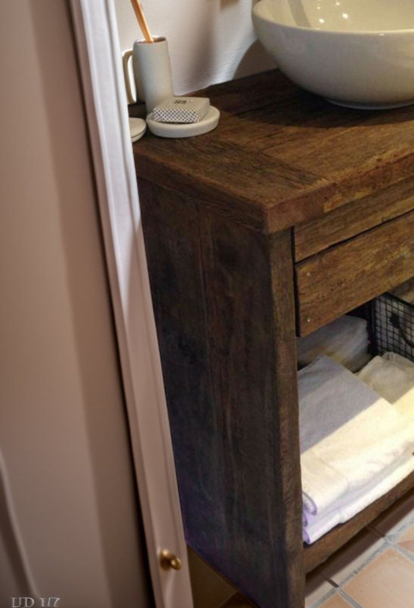 Custom Rustic Wooden Bathroom Vanity Sink Handcrafted Unique Design ...