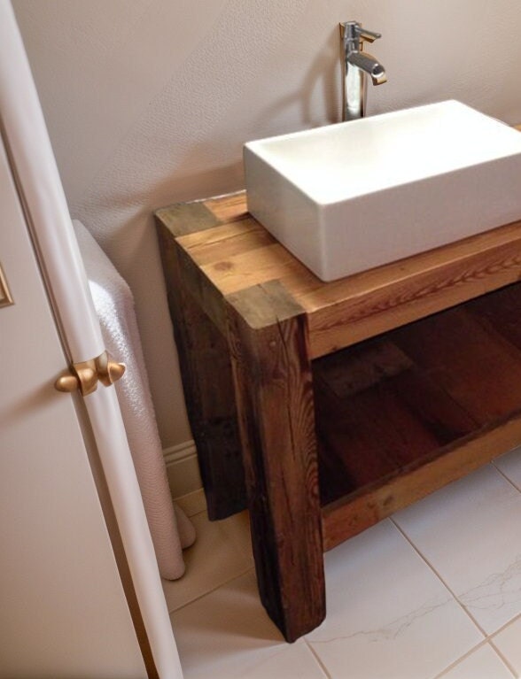 Custom Rustic Wooden Bathroom Vanity Sink Handcrafted Unique Design ...
