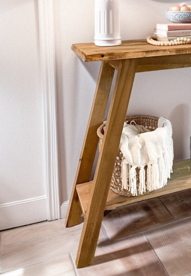 Rustic Oak Wood Hallway Console Table, Custom Farmhouse Entryway Table ...