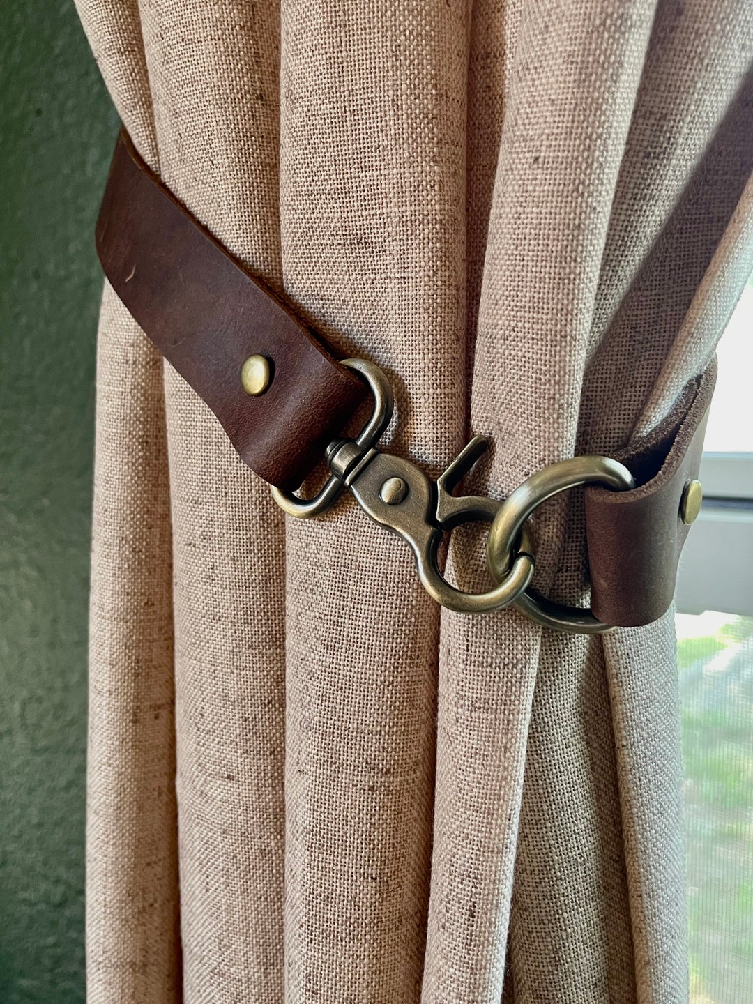 Leather Curtain Tie Backs - Pair - Etsy