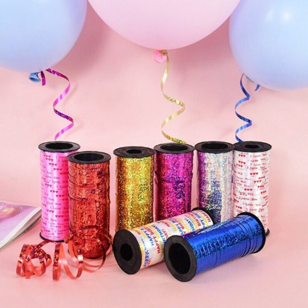 Curling Ribbon Holographic 50 Metre, Gift Ties Bows Poly Curling ...