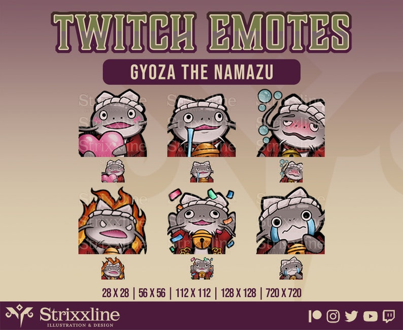 FFXIV Namazu Emotes Set gyoza Twitch Discord Youtube | Etsy