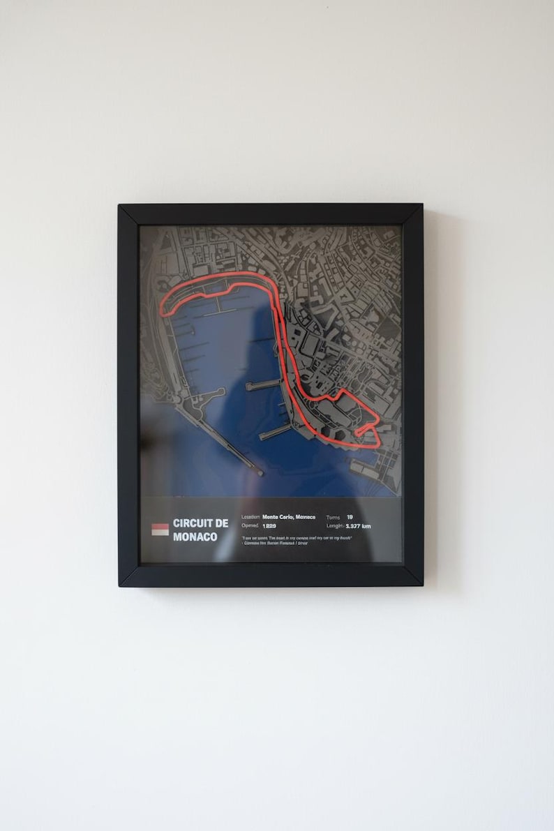 Circuit De Monaco Track Art: 3D Topography, Framed Motorsport Gift - Etsy