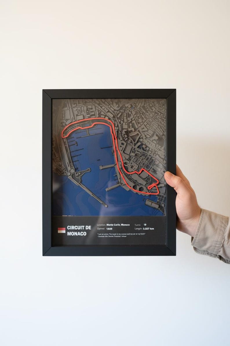 Circuit De Monaco Track Art: 3D Topography, Framed Motorsport Gift - Etsy