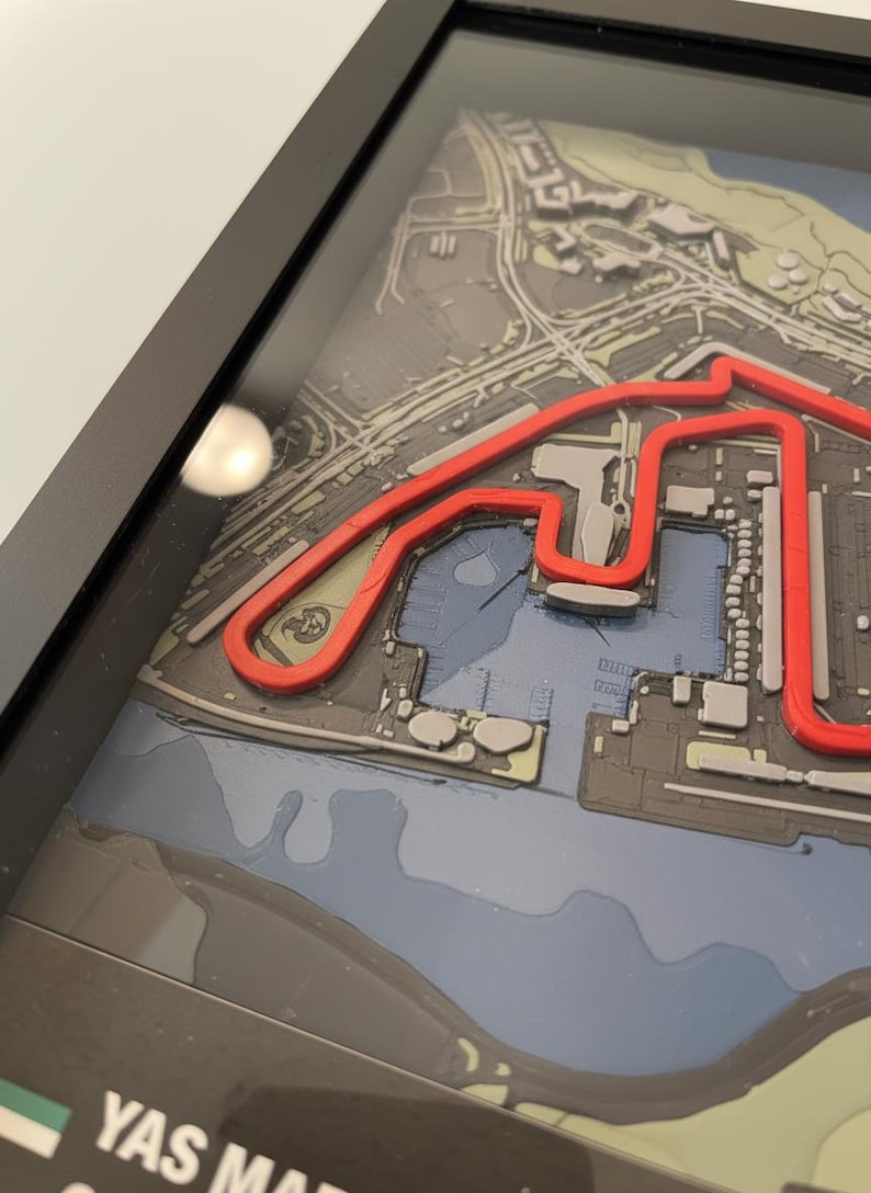 Yas Marina Circuit Track Art: 3D Topography, Framed Motorsport Gift - Etsy