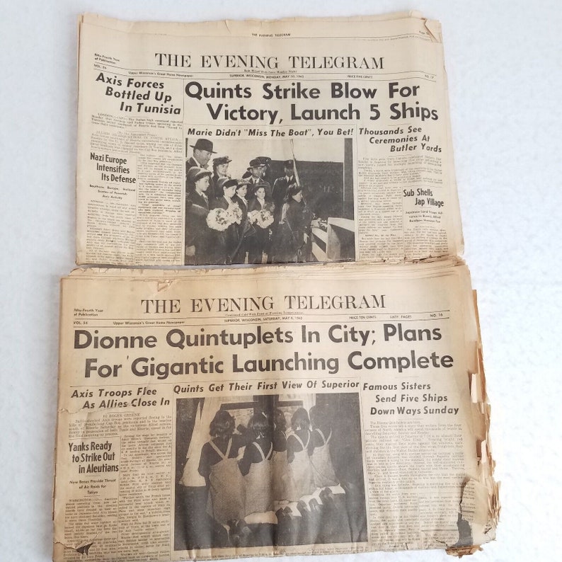 WWII Era Newpaper Lot 1943 1944 1945 the Evening Telegram Superior WI ...