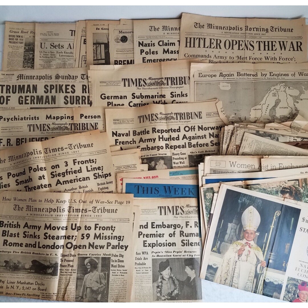 WWII Era Minnesota Newspapers Large Lot of Partial Papers & Single ...