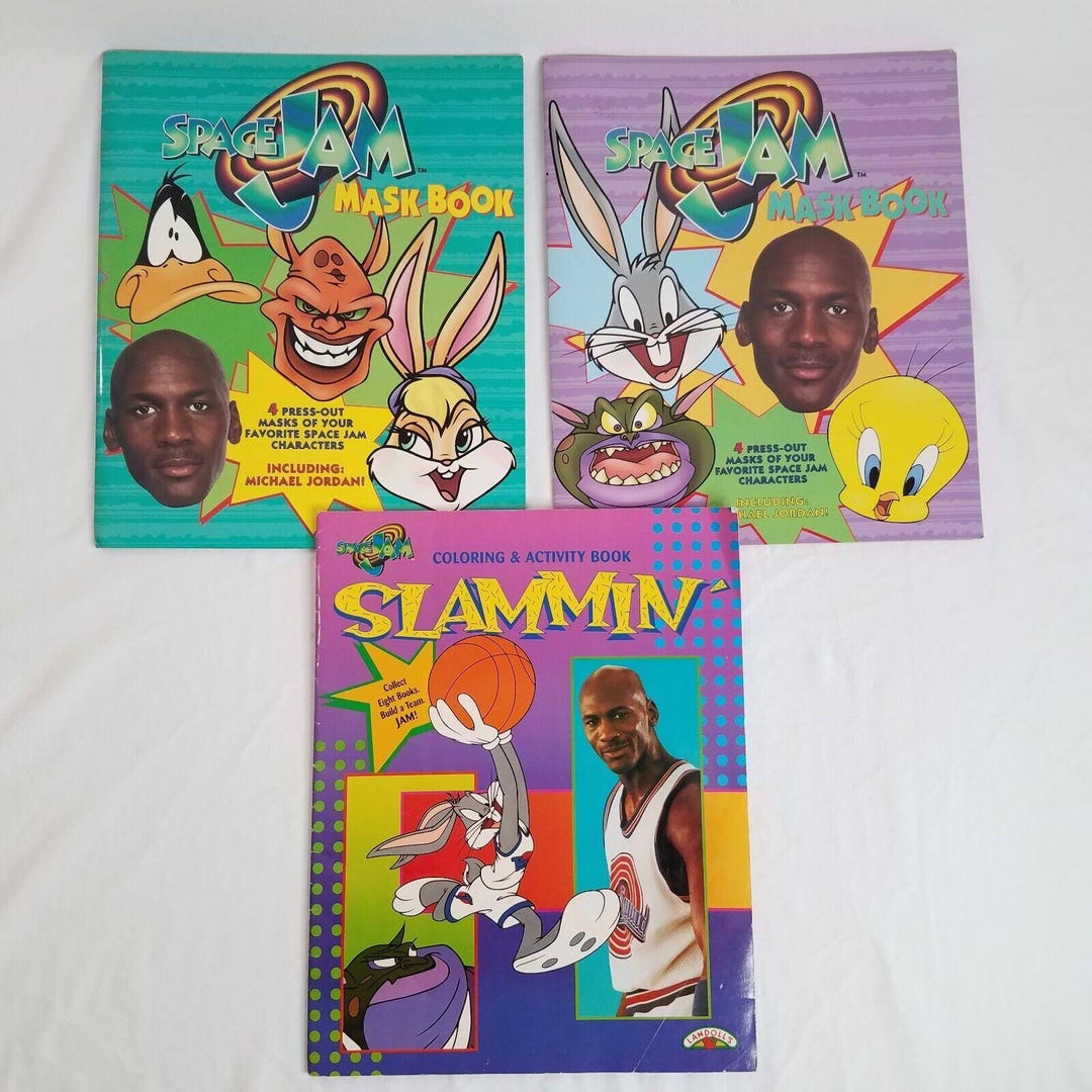 3 Space Jam 1996 Vintage Activity Book Mask Books Michael Jordan Lola ...