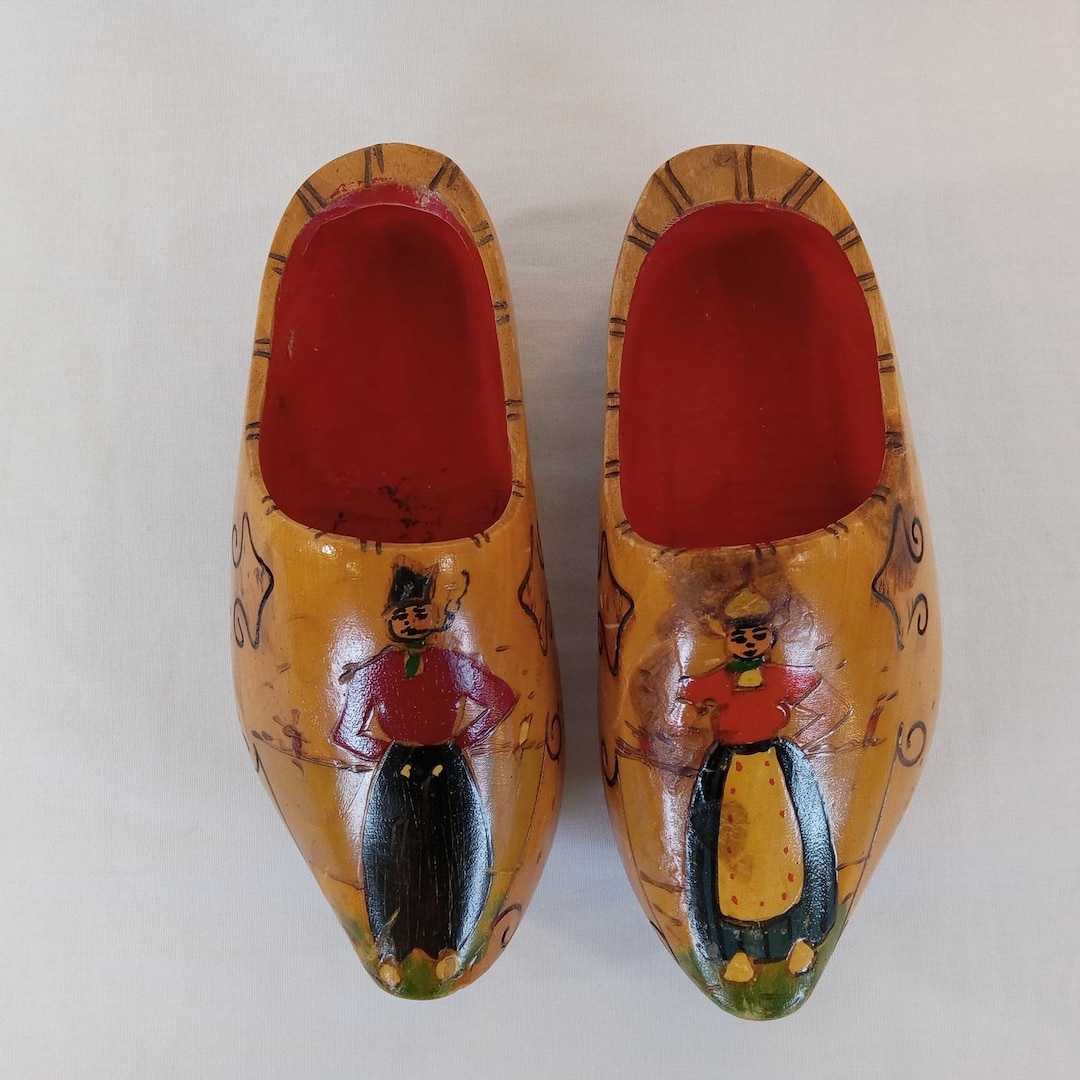 Vintage Hand Painted Dutch Klompen Wooden Clogs 7" Folk Art Decor ...