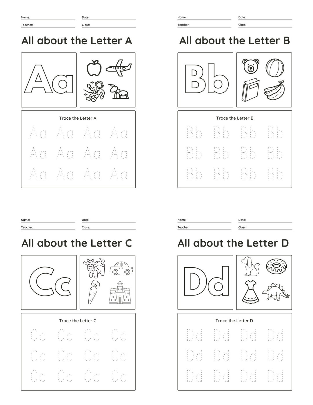 Children's Learning Activity Abcs Writing Workbook | DOWNLOAD - Etsy