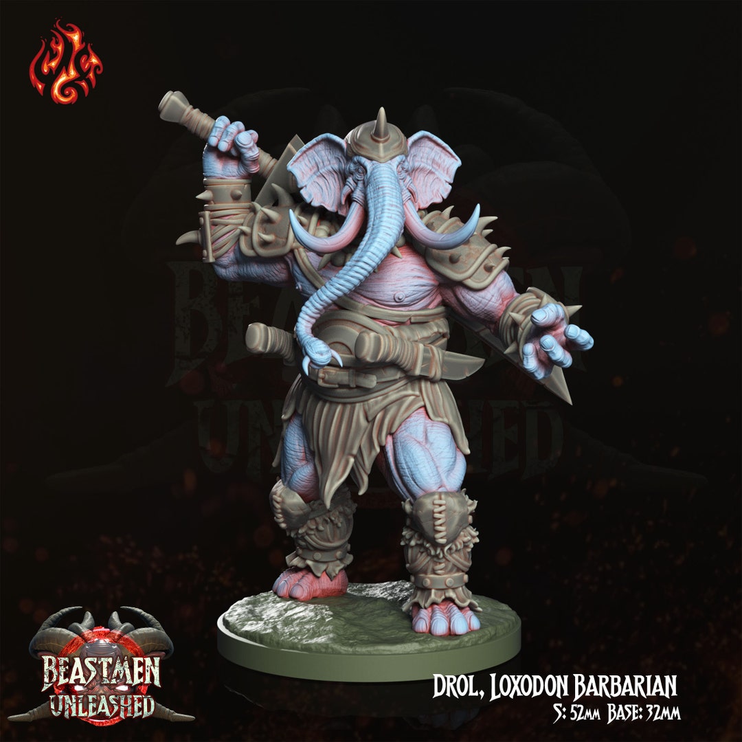 Male Loxodon Barbarian Drol Dungeons And Dragons Crippled God Foundry Etsy 