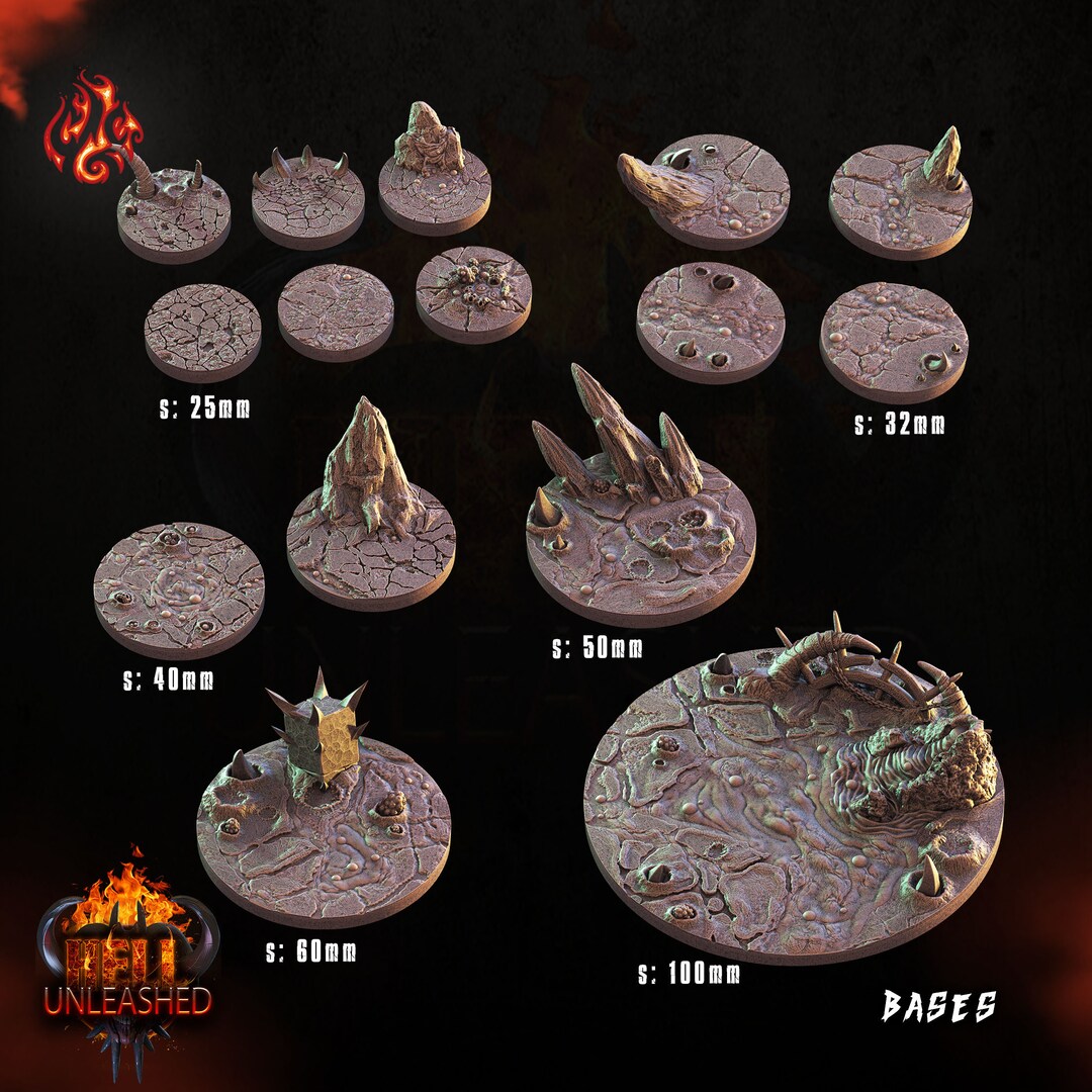 Hell Bases for Miniatures – 25mm, 32mm, 40mm, 50mm, 60mm, 100mm ...