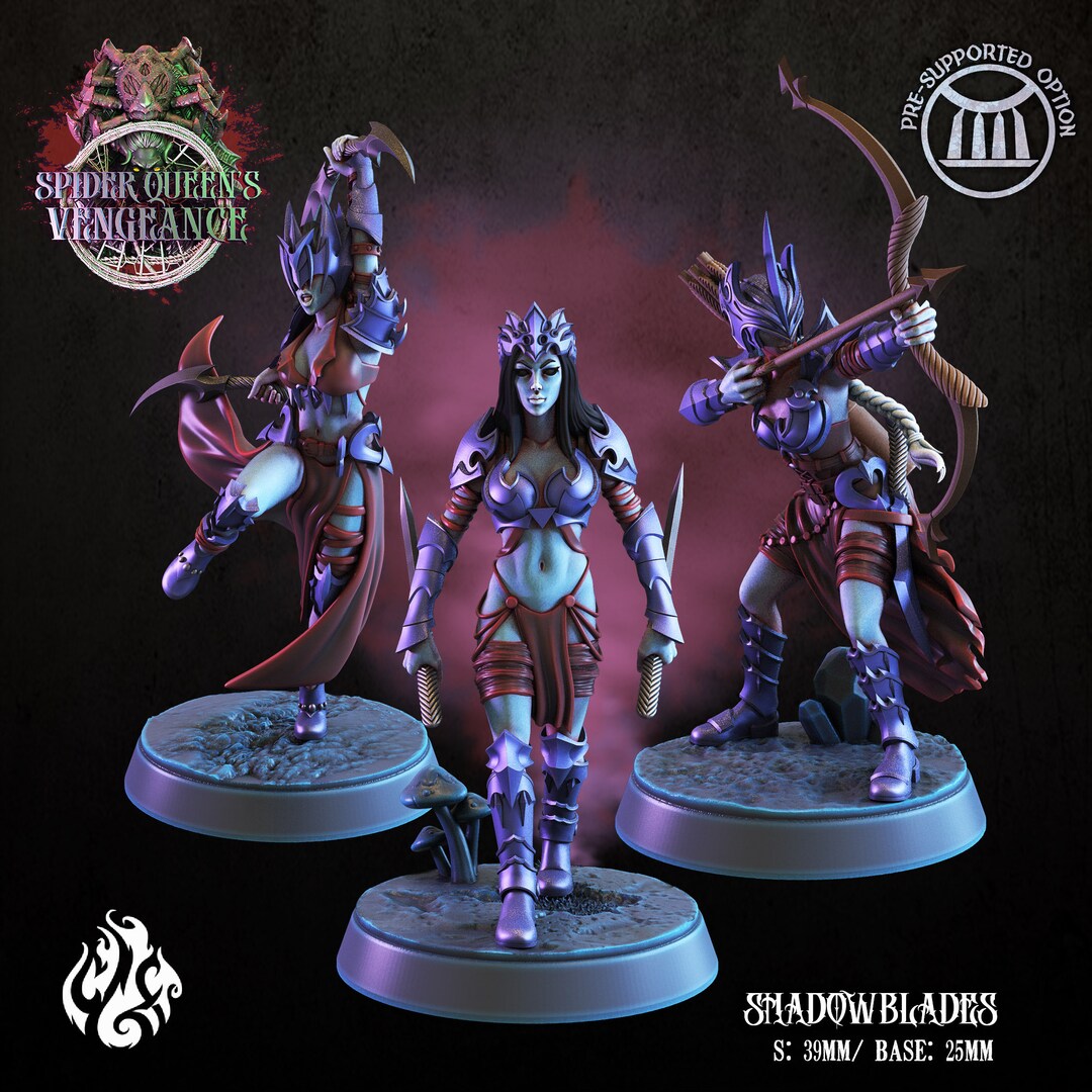Female Dark Elf Shadowblade – Tabletop Model – Dungeons & Dragons - Crippled God Foundry – 3 ...