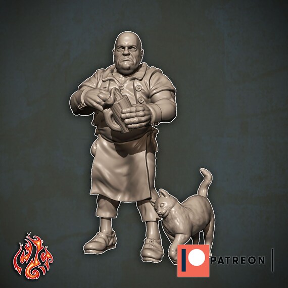 Human Innkeeper With Cat Tabletop Model Dungeons & Dragons - Etsy