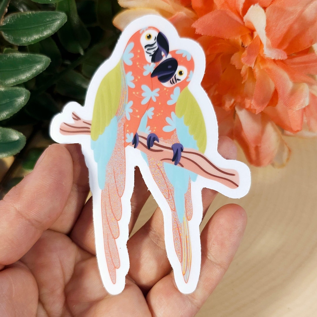 Colorful Macaw Sticker Set, Tropical Bird Decals, Parrot Lover Gift ...