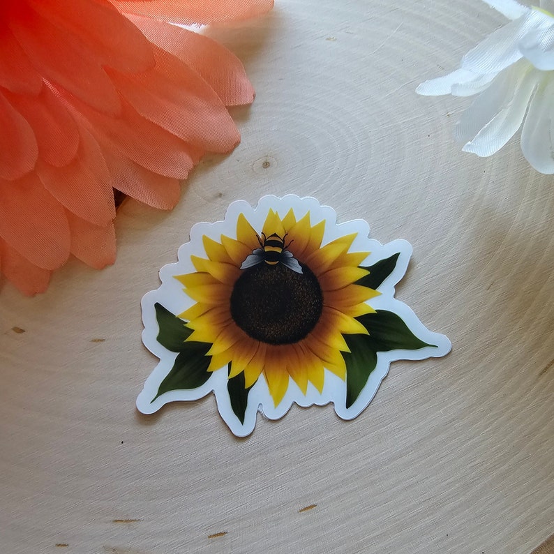 Bumblebee Sticker, Honey Bee Vinyl Decal, Bee Sunflower Honeycomb ...