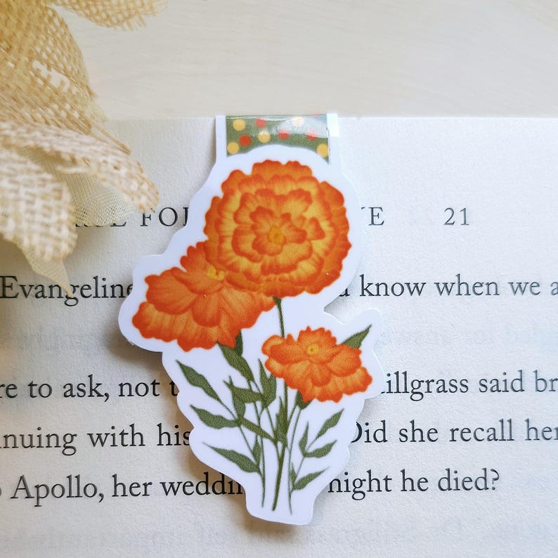 Marigold Magnetic Bookmark, Floral Page Marker, Book Lover Gift ...