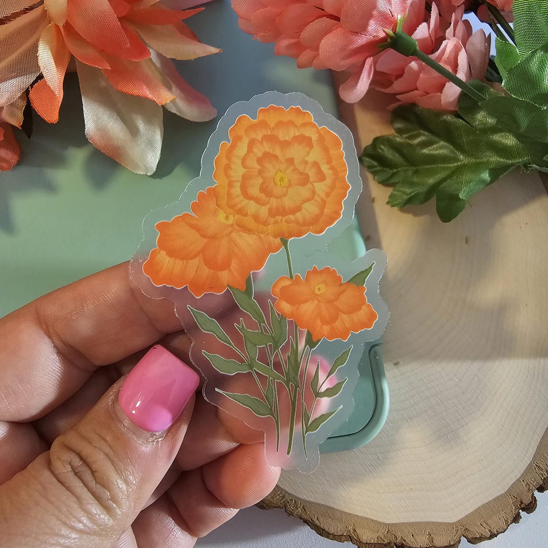 Marigold Flower Sticker Set: Waterproof Floral Decals - Etsy