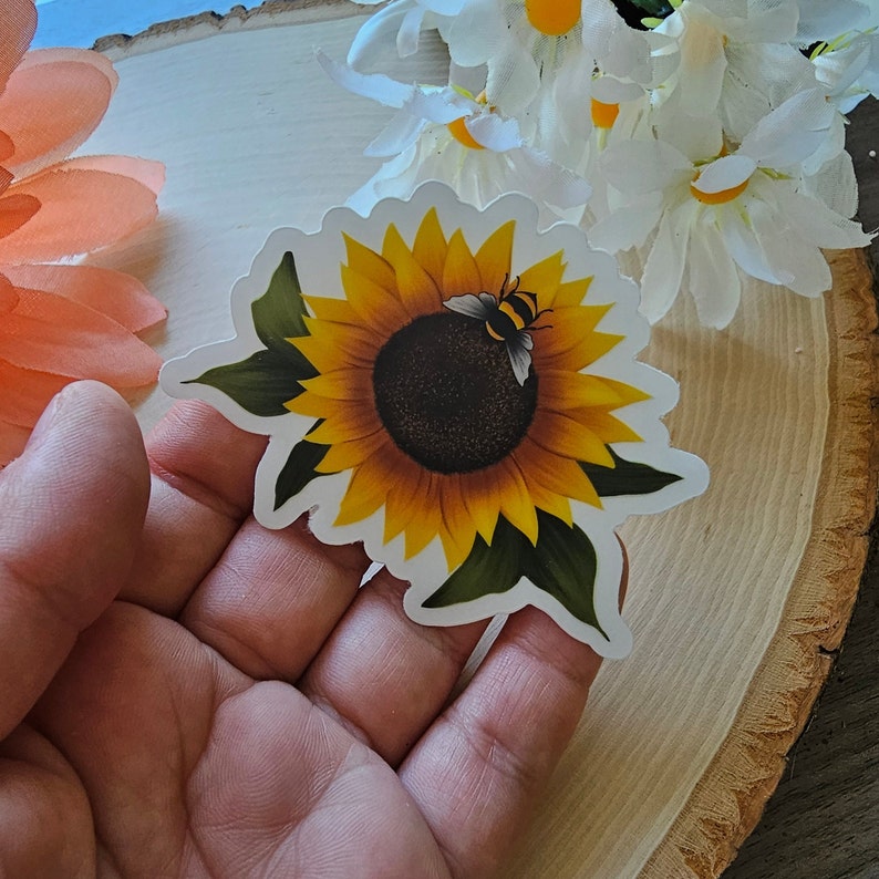 Bumblebee Sticker, Honey Bee Vinyl Decal, Bee Sunflower Honeycomb ...