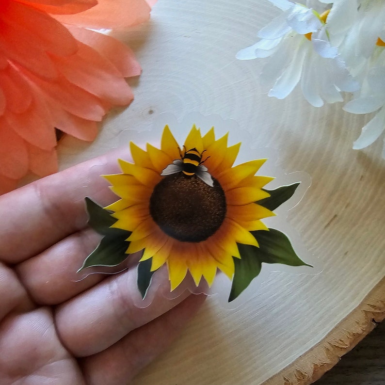 Bumblebee Sticker, Honey Bee Vinyl Decal, Bee Sunflower Honeycomb ...