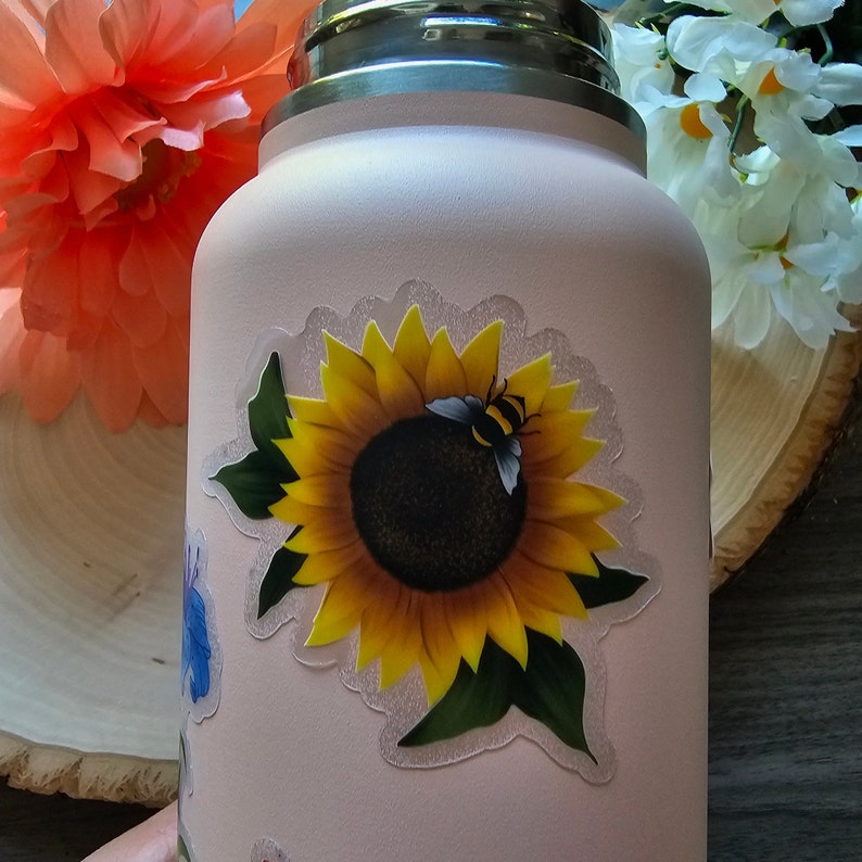 Bumblebee Sticker, Honey Bee Vinyl Decal, Bee Sunflower Honeycomb ...