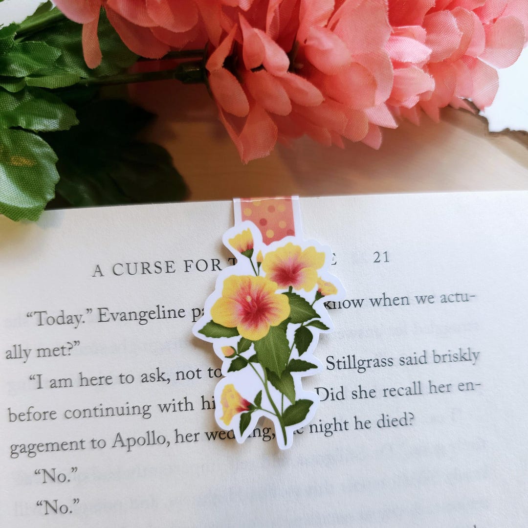 Magnetic Bookmark With Hibiscus Design, Flower Book Marker, Cute Page ...