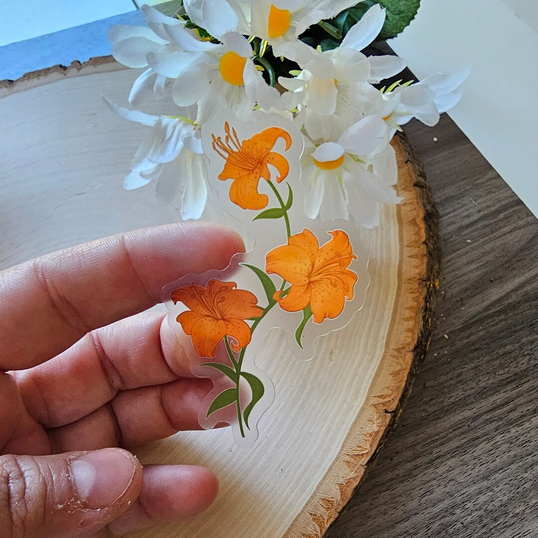 Lily Flower Sticker, Wildflower Decal, Floral Laptop Sticker, Botanical ...