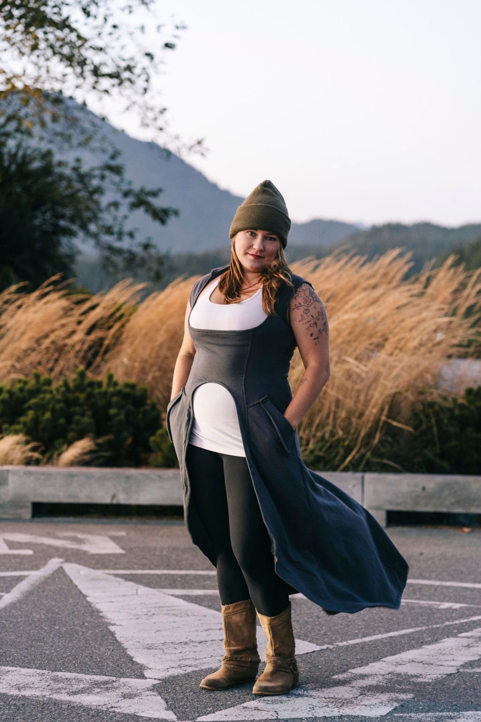 Long Cotton Grey Vest, Womens Grey Maxi Vest, Womens Long Pixie Vest ...