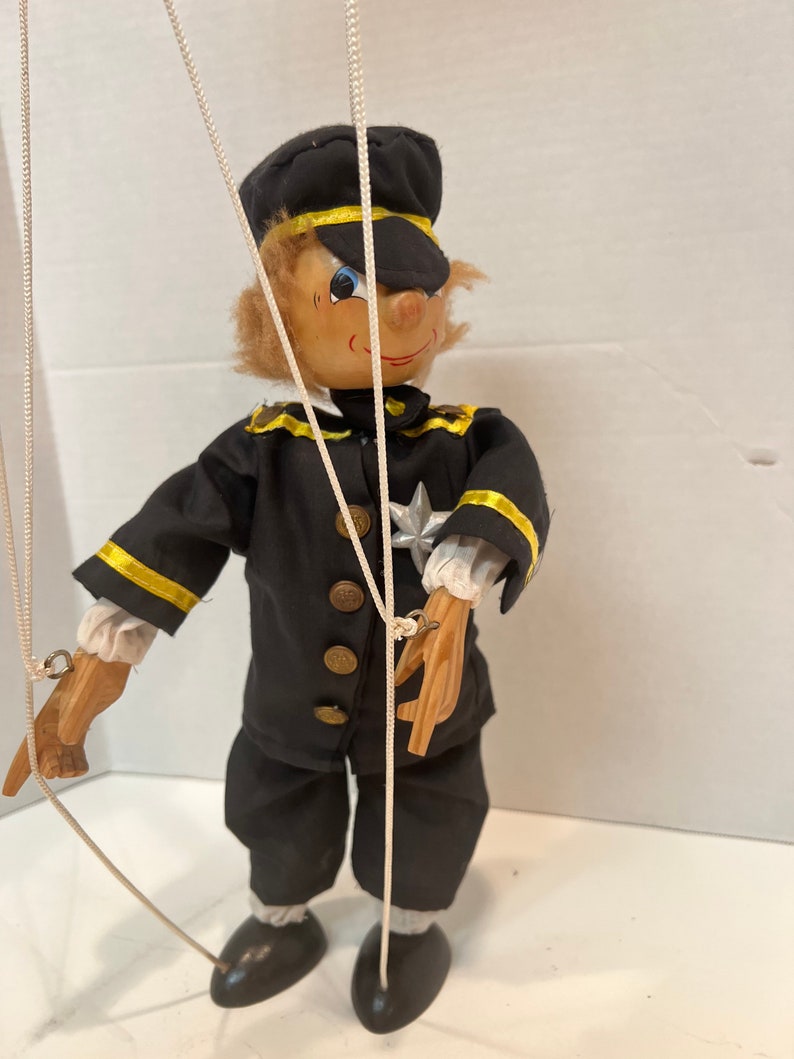 Vintage Sea Captain Sailor Military Policeman Wooden Marionette - Etsy