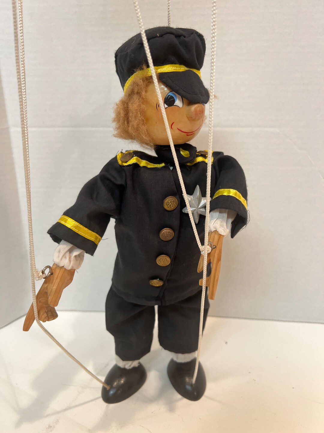 Vintage Sea Captain Sailor Military Policeman Wooden Marionette - Etsy