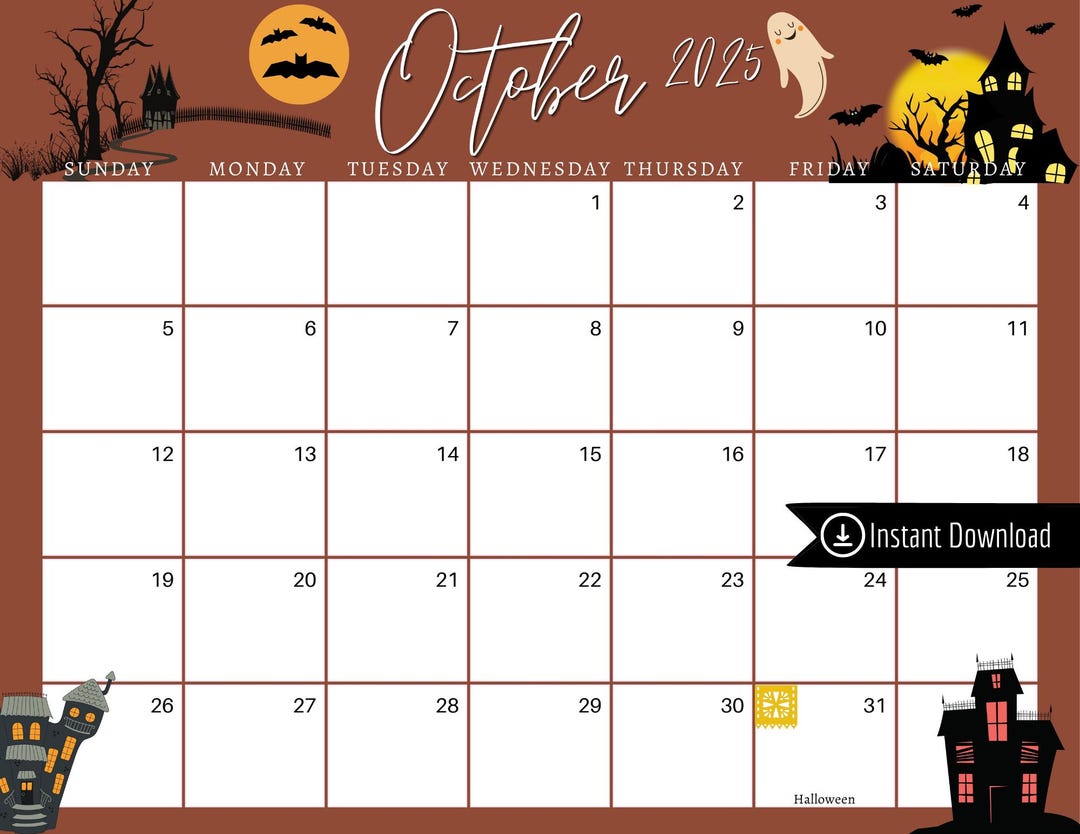 October 2025 Halloween Haunted House Calendar (digital Download) - Etsy UK
