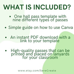Editable Classroom Hall Passes Lanyard Template (canva Digital Download ...