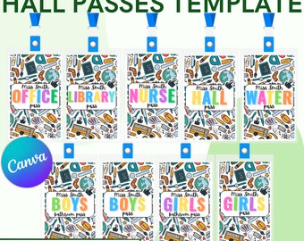 9 Notebook Paper Classroom Hall Passes Lanyard Template - DIY ...