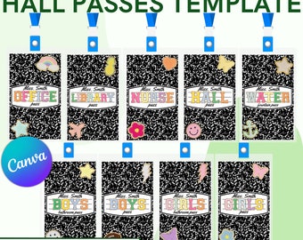 9 Notebook Paper Classroom Hall Passes Lanyard Template - DIY ...