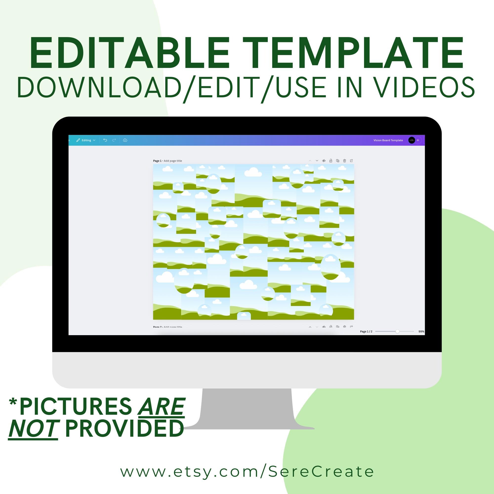 Aesthetic Vision Board Template Kit - Dream Board Goal Setting - CANVA ...