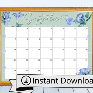 September 2025 Digital Calendar: Morning Glory Floral Planner (PDF, PNG ...