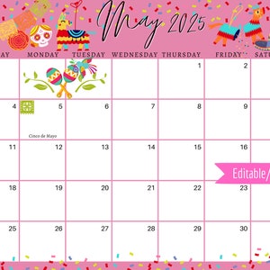 May 2025 Digital Calendar - Purple Cinco De Mayo Fiesta Planner ...