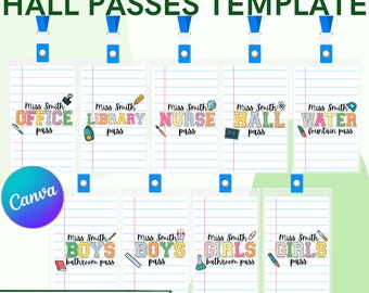 9 Crayon Box Classroom Hall Passes Lanyard Template DIY Personalized ...