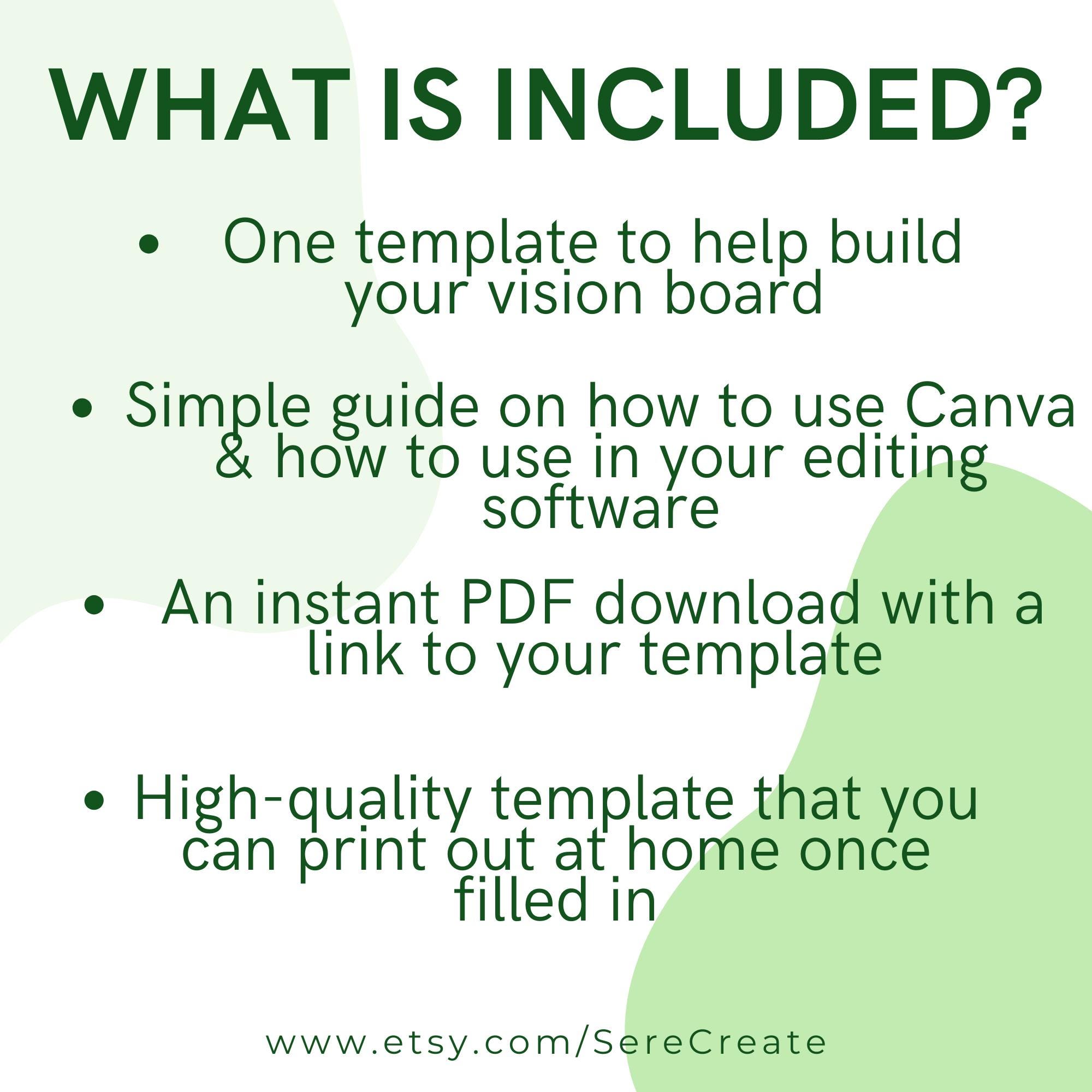 Aesthetic Vision Board Template Kit - Dream Board Goal Setting - CANVA ...