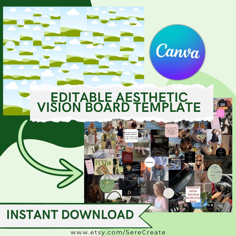 Vision Board Template – Editable Canva Layout (digital Download) - Etsy