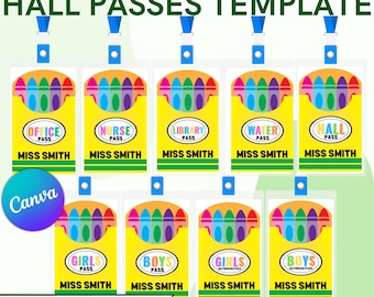 9 Notebook Paper Classroom Hall Passes Lanyard Template - DIY ...