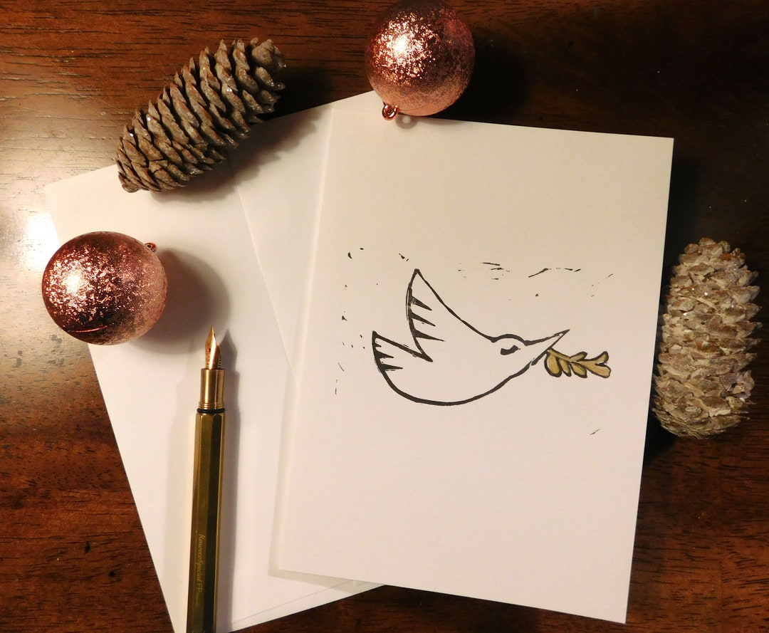 Peace Dove - Handmade Holiday Card W/ Envelope - 5 X 7 Inches - Etsy