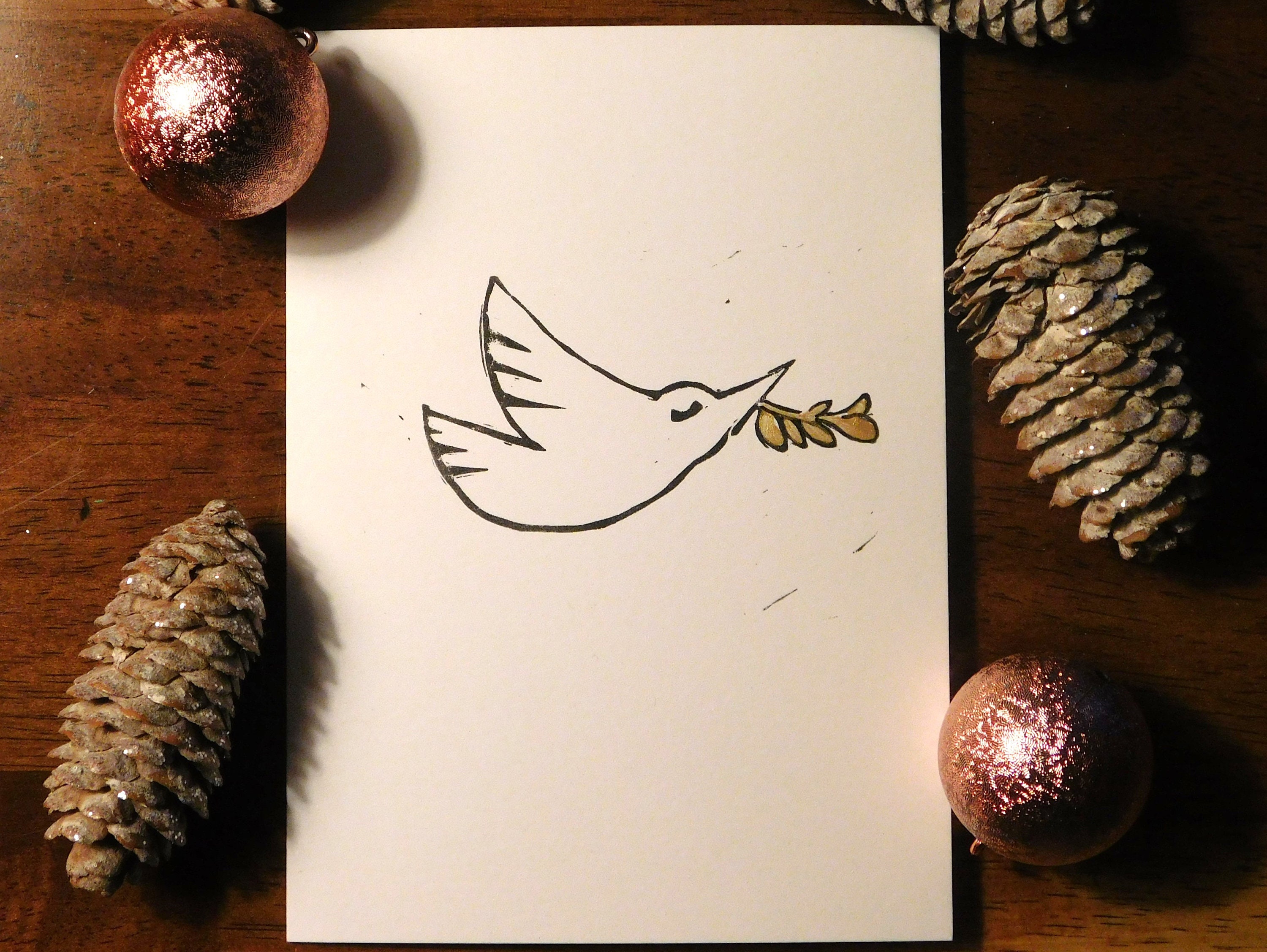 Peace Dove - Handmade Holiday Card W/ Envelope - 5 X 7 Inches - Etsy