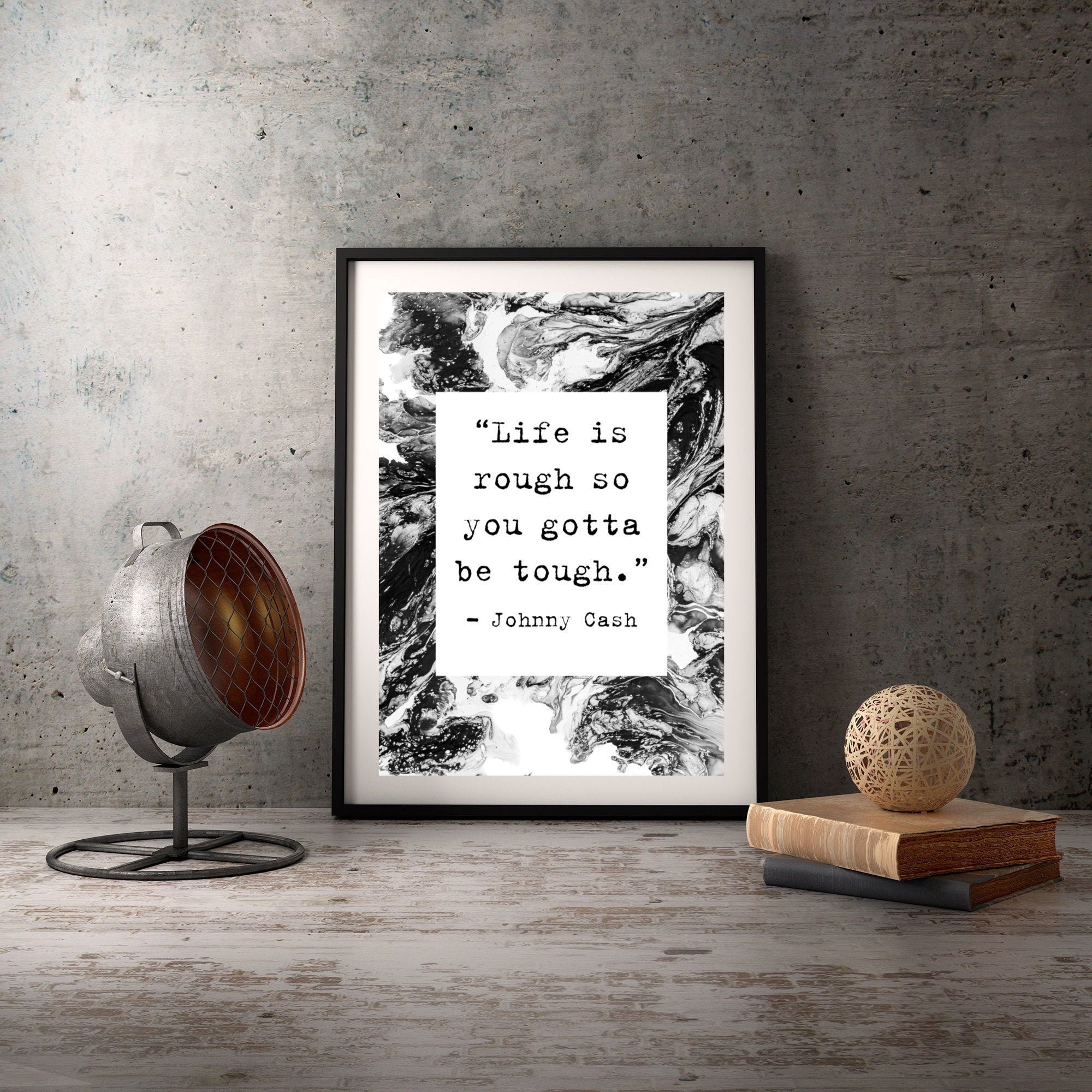 Johnny Cash Poster, Johnny Cash Art, Johnny Cash Print, Life is Rough ...