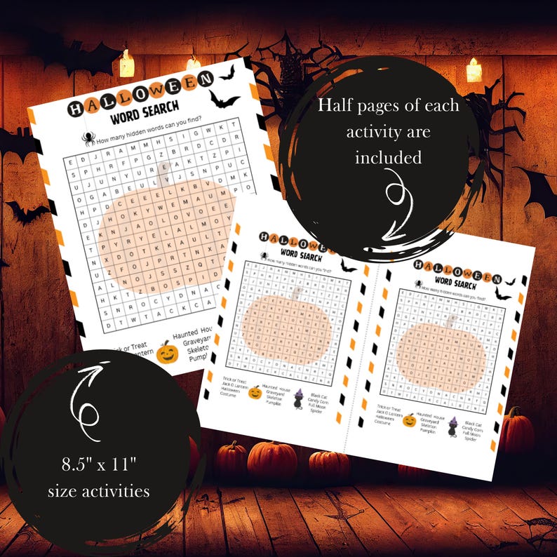 Halloween Activity Pack, Printable Word Search, Scramble, Maze (digital ...