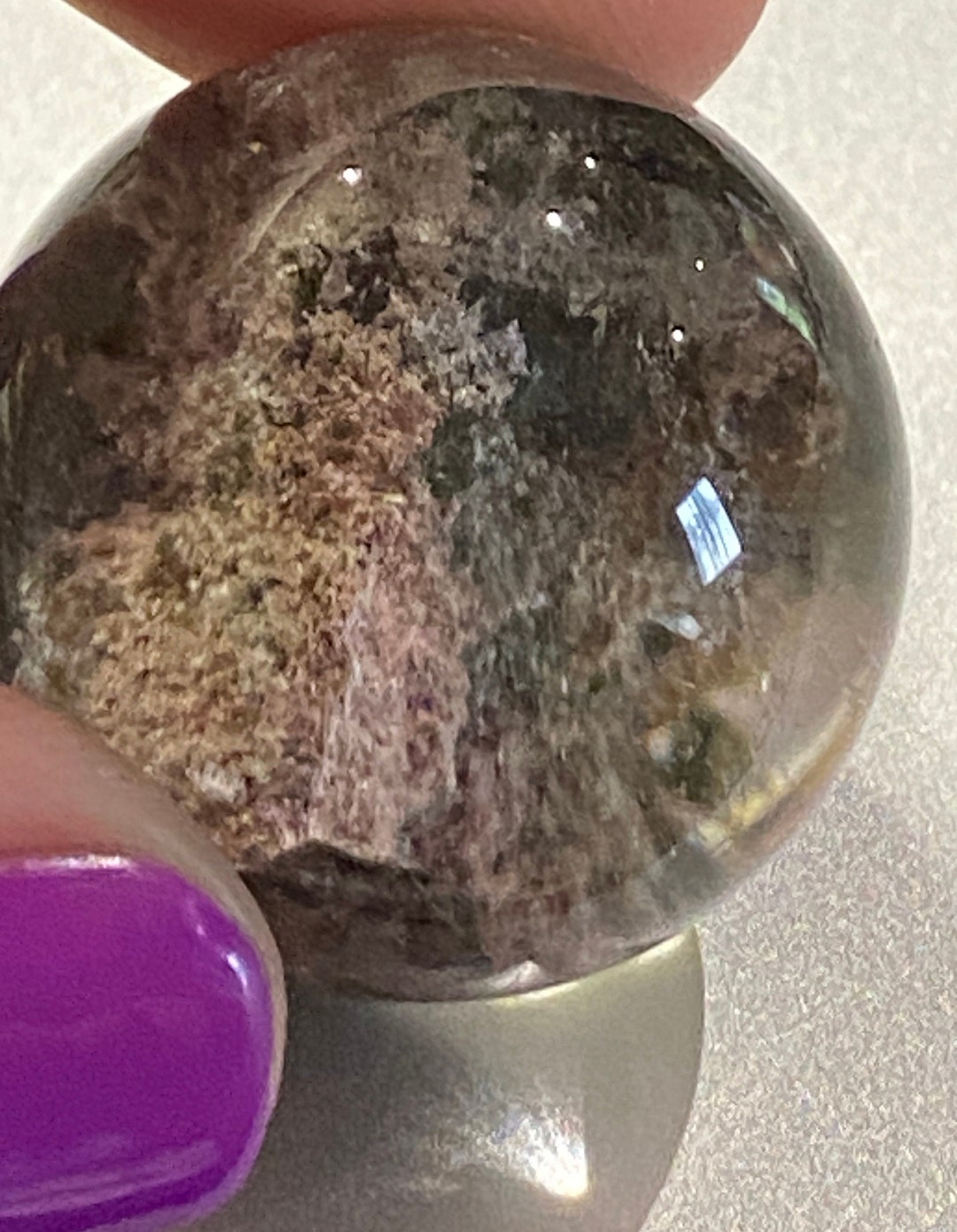 Four Season Rare Clear Quartz Sphere White and Green Gemstone Sphere ...